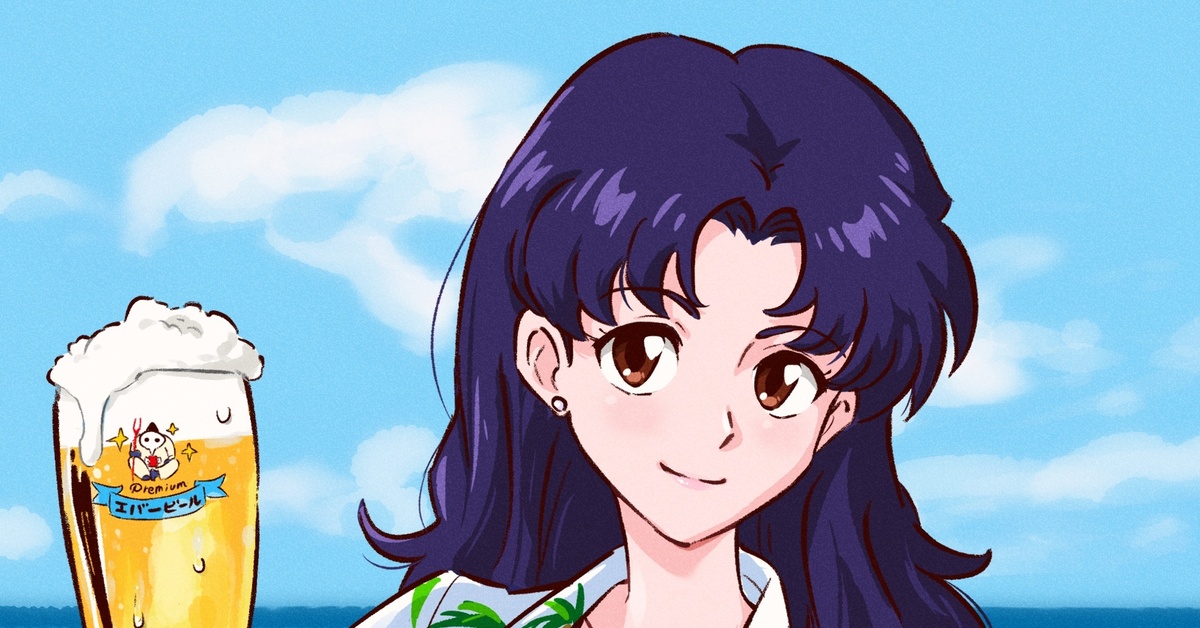 Мисато на пляже | Пикабу