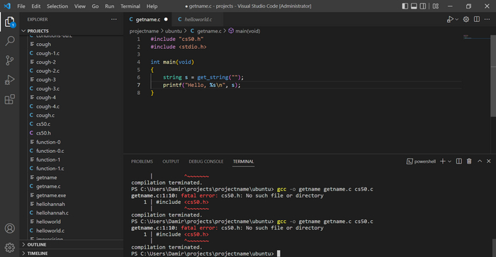 Нужна помощь по настройке VS Code для работы с библиотеками от CS50 ...