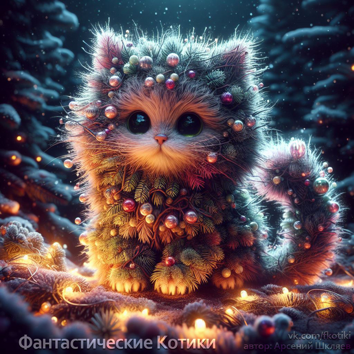Новогодние еловые котики | Пикабу