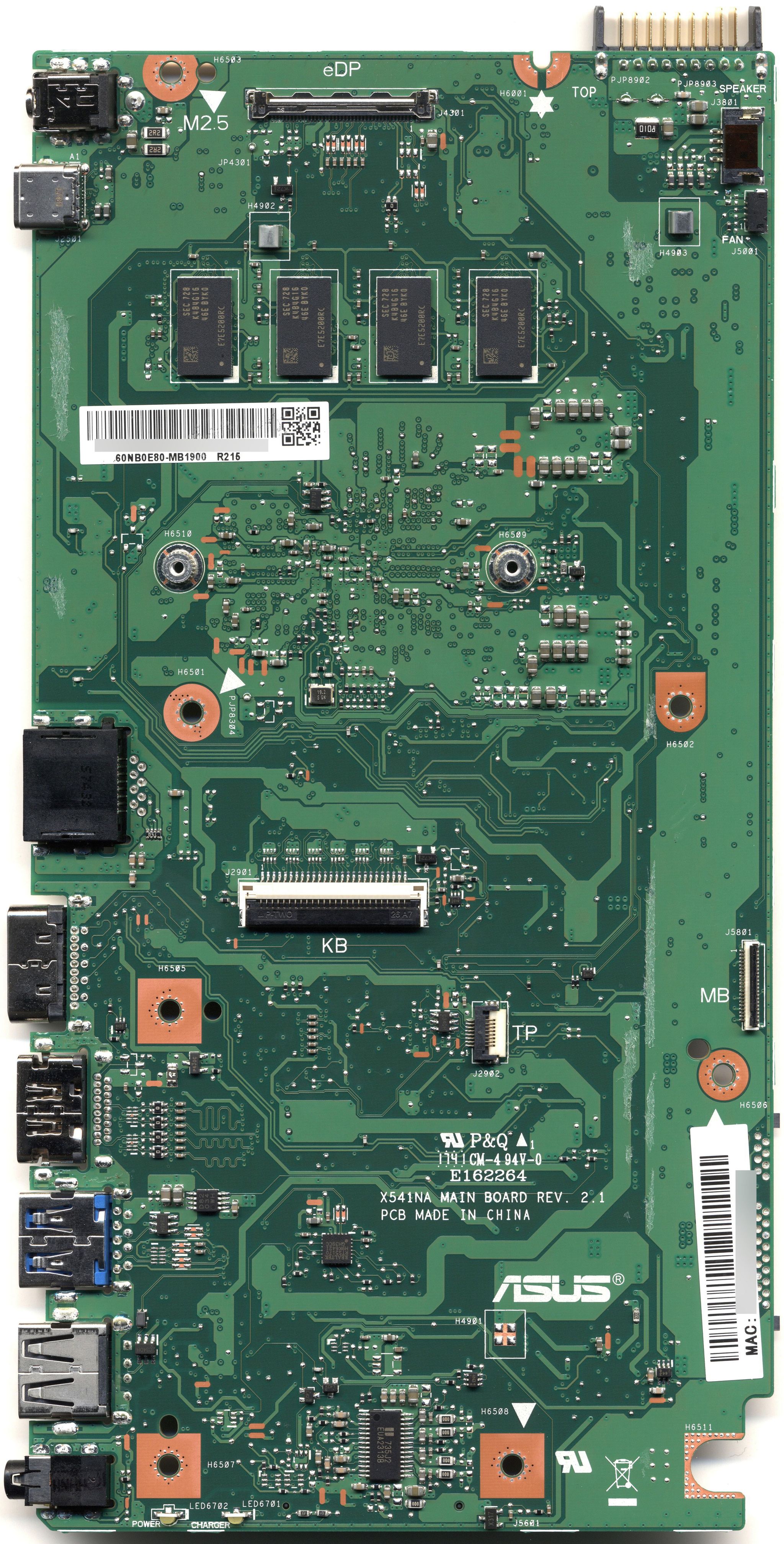 ASUS D541NA M/B: ASUS X541NA REV: 2.1 - HD фотографии материнской платы ...