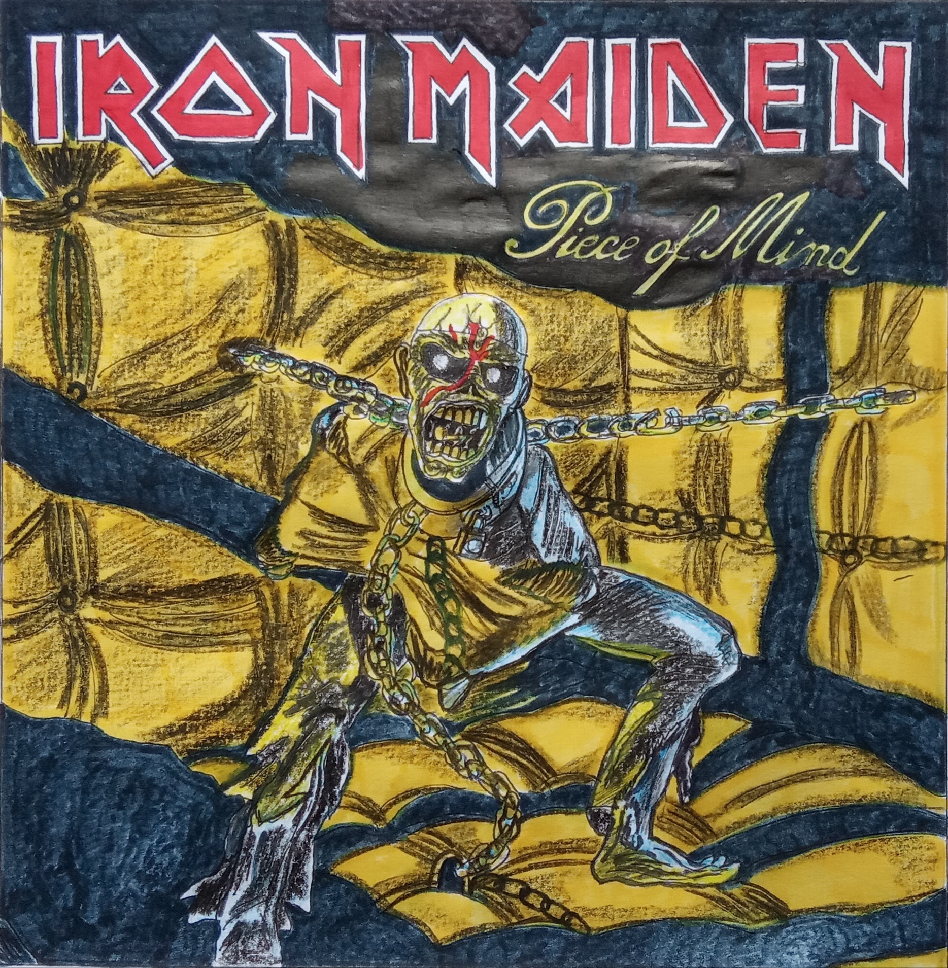 Попробовал нарисовать обложки к альбомам групп "Iron Maiden" и ...