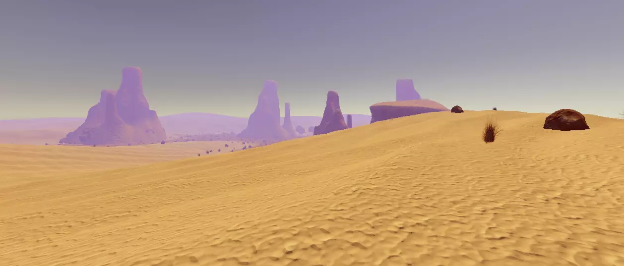 Раздача ассета пустыни со скалами, песком и скудной растительностью Vast Desert Environment на ...