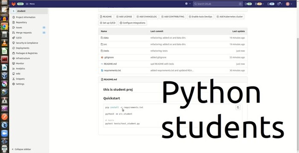 Учебный python-проект student на gitlab с тестами, часть 1 | Пикабу